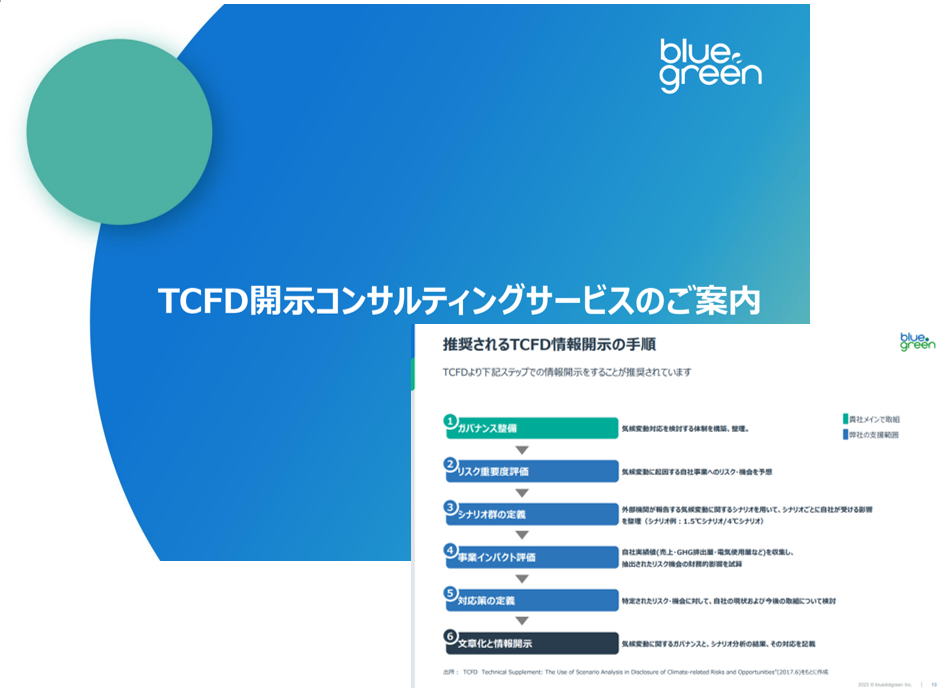 TCFD（IFRS S1,S2）開示コンサルティング｜ブルードットグリーン株式会社
